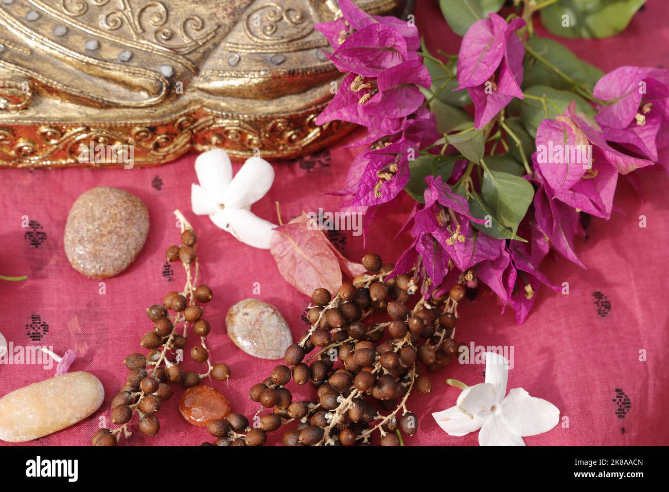 Gems and flowers for healing rituals Stock Photo - Alamy