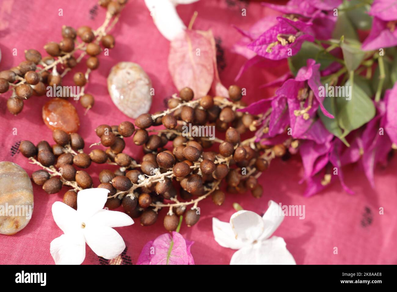 Gems and flowers for healing rituals Stock Photo - Alamy