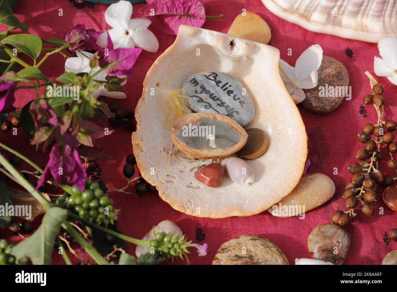 Little altar for inspiration, magical moments Stock Photo - Alamy