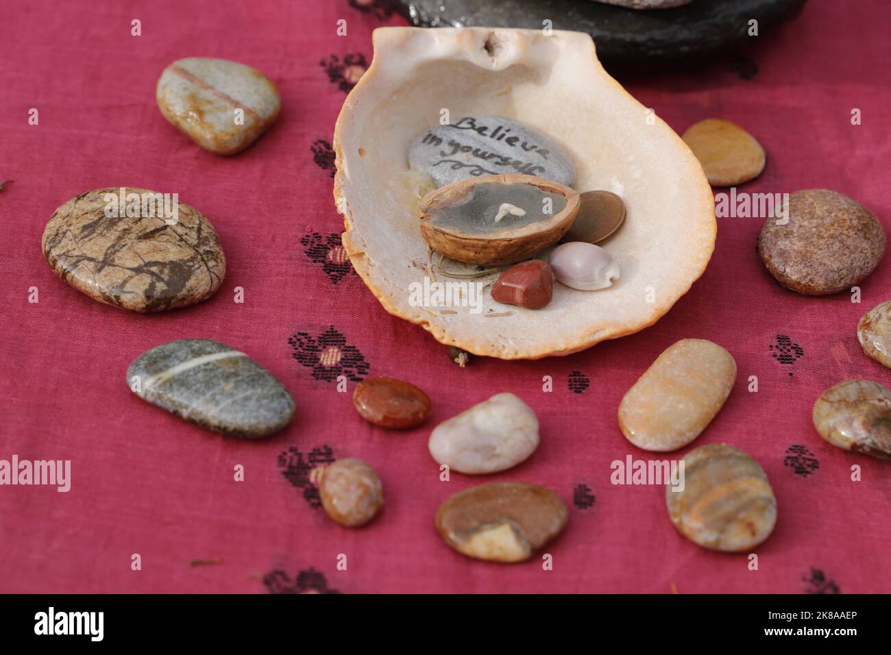 Little altar for inspiration, magical moments Stock Photo - Alamy