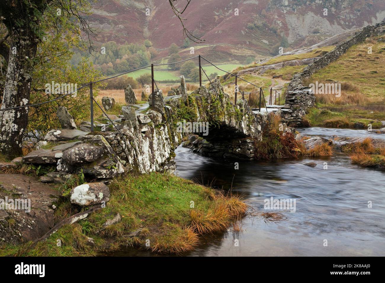 Slater Bridge over the River Brathay in Little Langdale, in the English ...