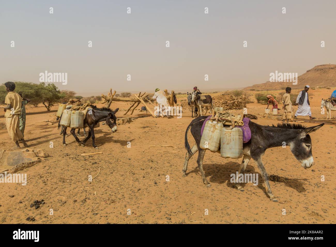 RIVER NILE STATE, SUDAN - MARCH 5, 2019: View of a well in a dry region ...
