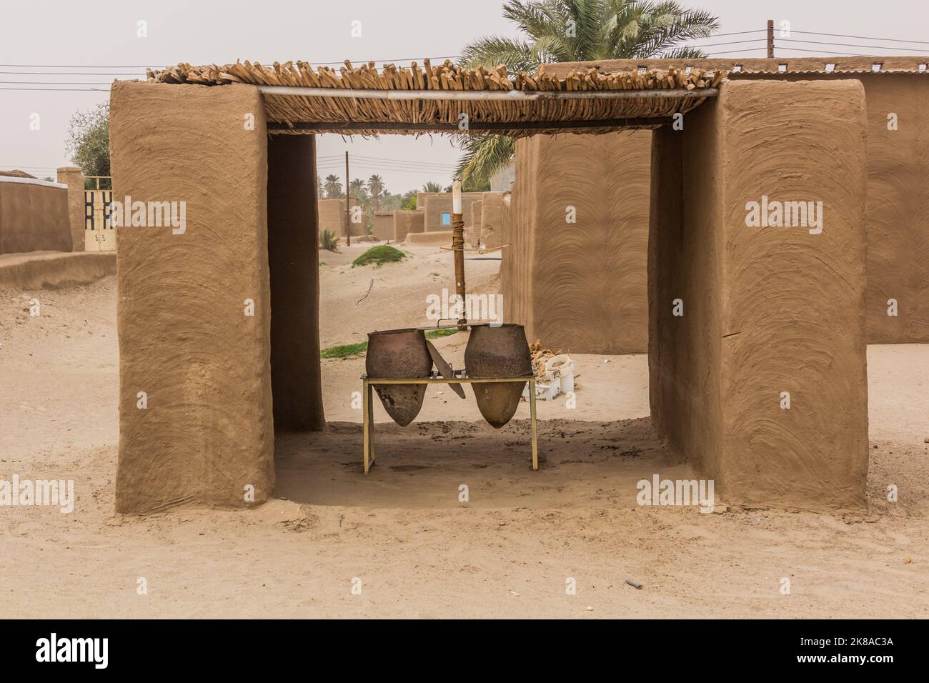 Drinking water clay pots in a Nubian village on a sandy island in the ...