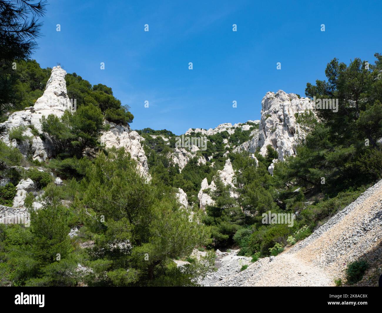 Calanques, France - May 20th 2020: Hiking trail in wild and rocky ...