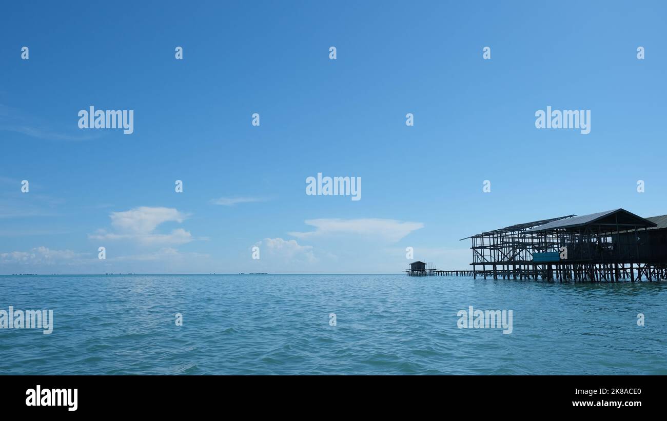 The structure of wooden stilt house at semporna, sabah Stock Photo - Alamy