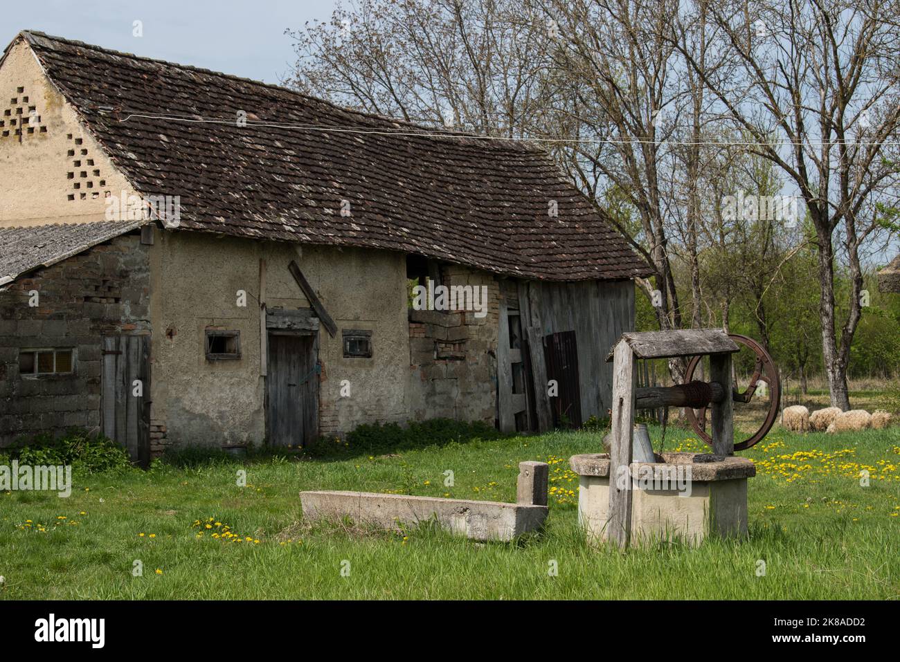 Croatia, May 01,2022: Well for drawing water located in the countryside ...