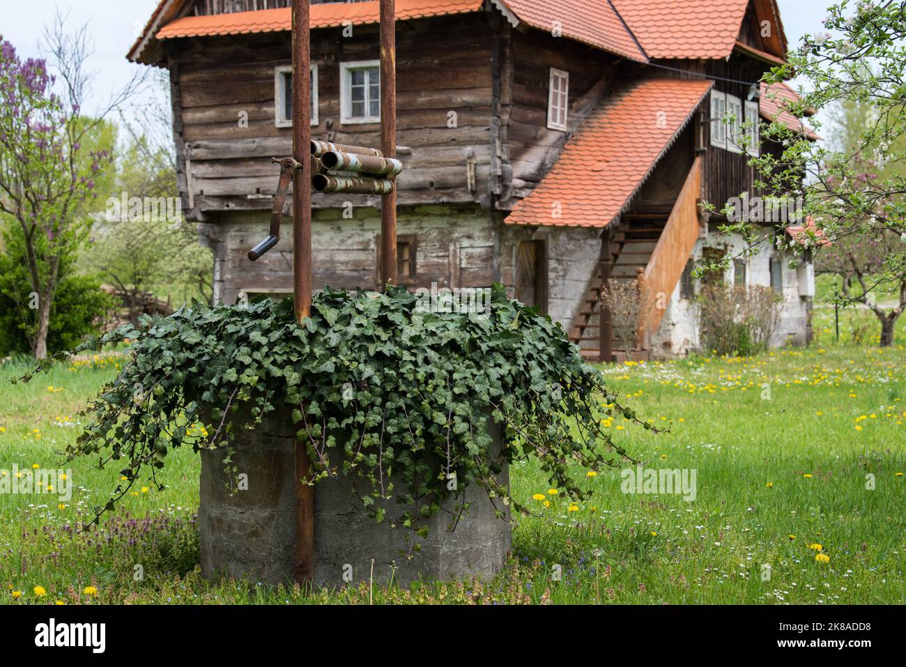 Croatia, May 01,2022: Well for drawing water located in the countryside ...