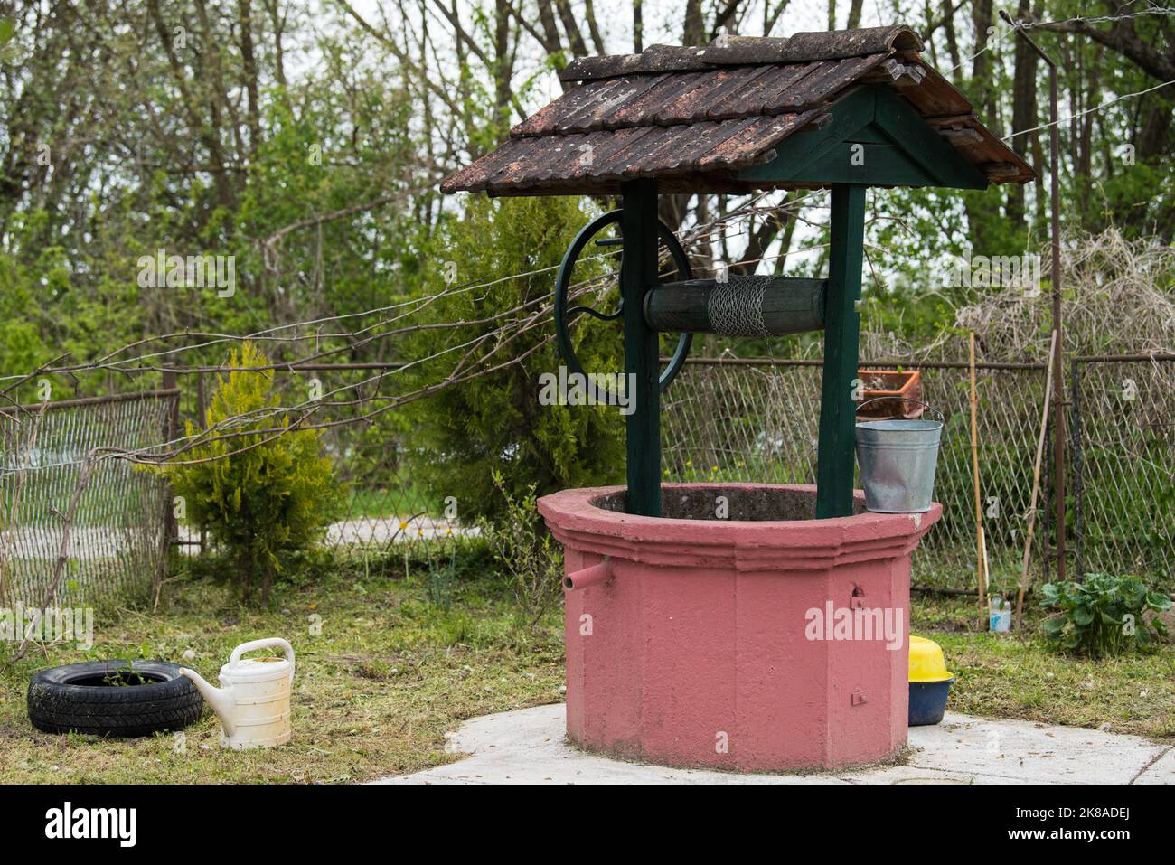 Croatia, May 01,2022: Well for drawing water located in the countryside ...