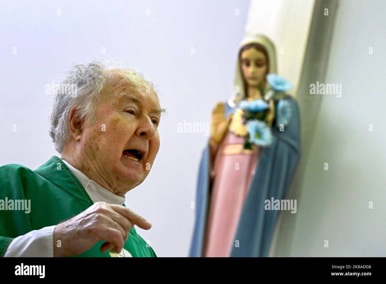 Father Joseph H. Maier, 82, of the USA conducts a ceremonial mass at ...