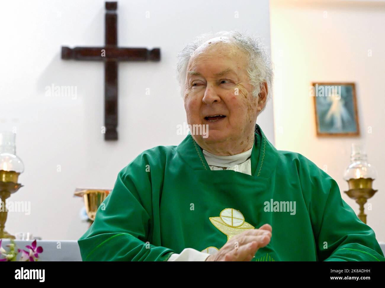 Father Joseph H. Maier, 82, of the USA conducts a ceremonial mass at ...
