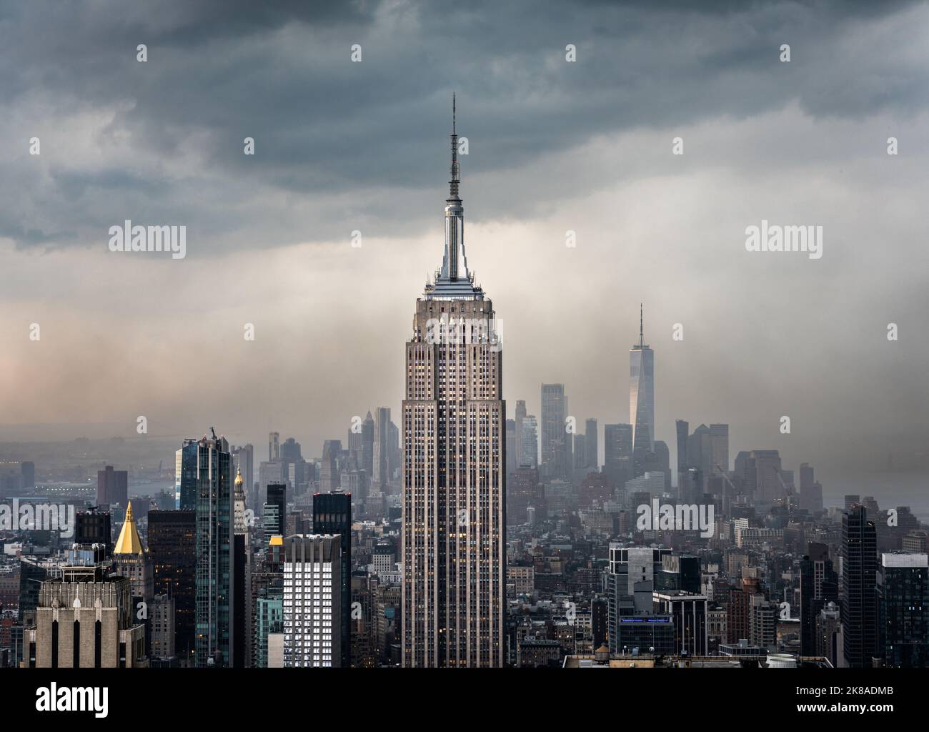 Aerial view of high tower skyscraper with dramatic sky Stock Photo - Alamy
