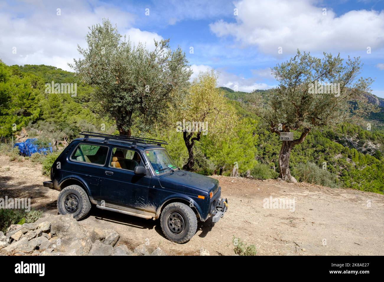 Lada Niva SUV, Sa Galera olive grove, Alaro, walk around Talaia de Cals ...