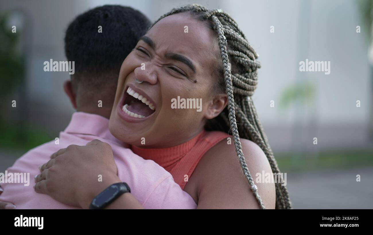 Black people hugging reunion reunion hi-res stock photography and ...