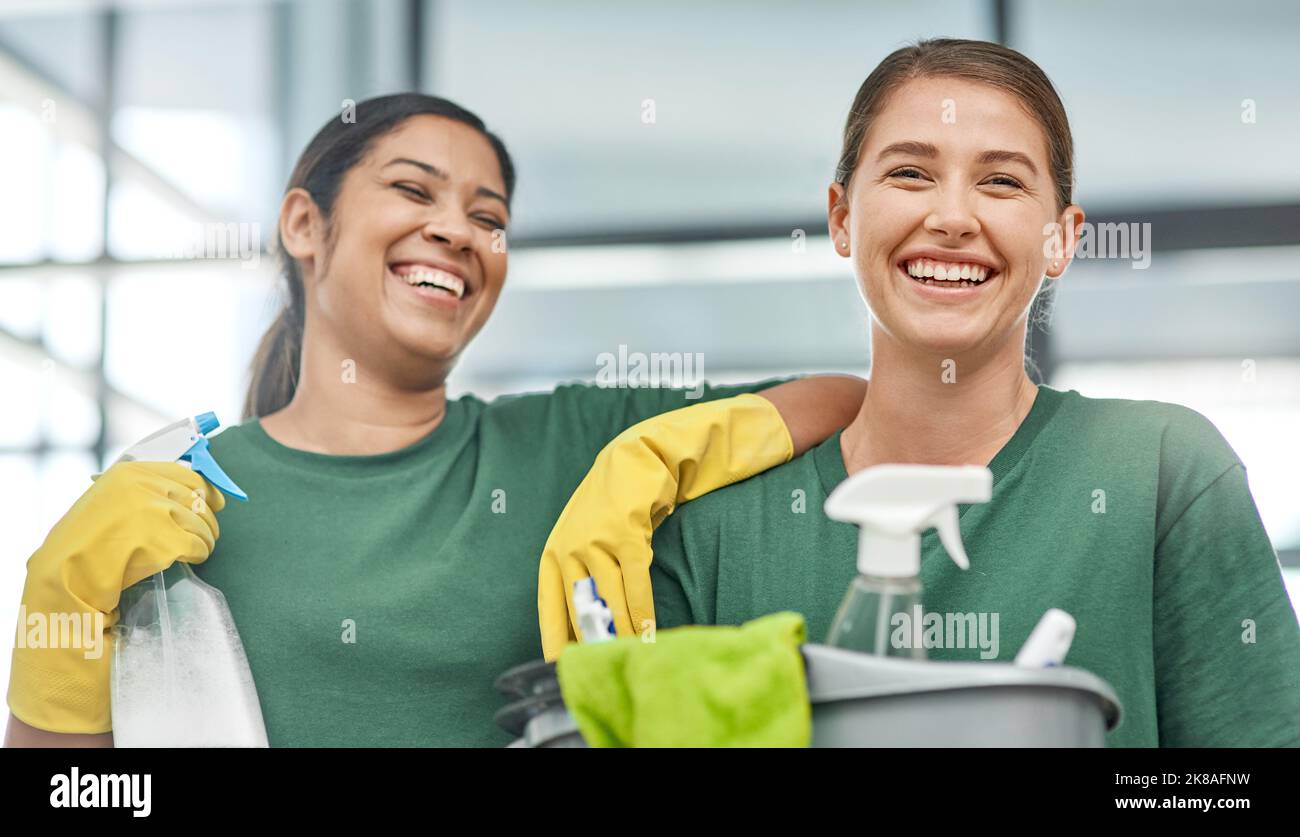We dont leave until the dirt leaves. Portrait of two young woman ...