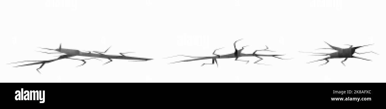 Cracks, fractures in ground or concrete floor, land surface breaks ...