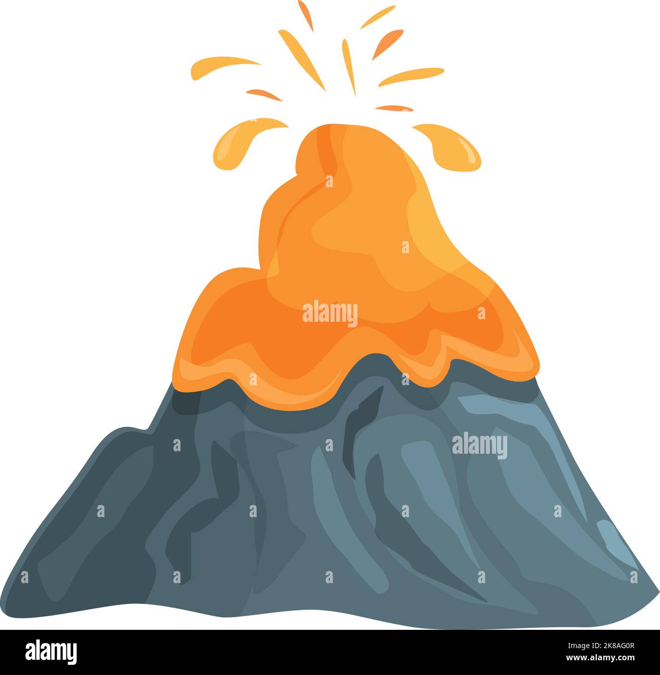 Red volcano icon cartoon vector. Volcanic eruption. Ash active Stock ...