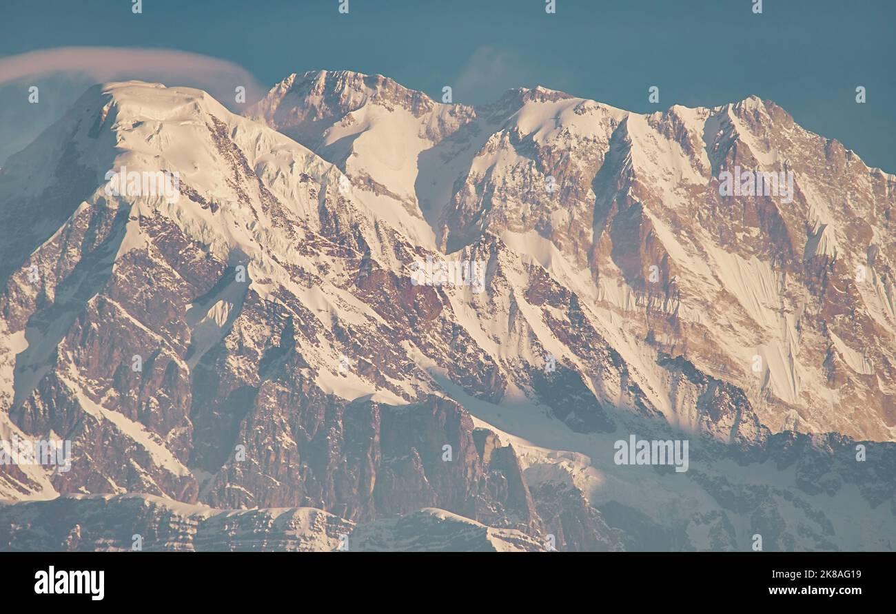 Very tight close detailed shot of the treacherous Annapurna South Face ...