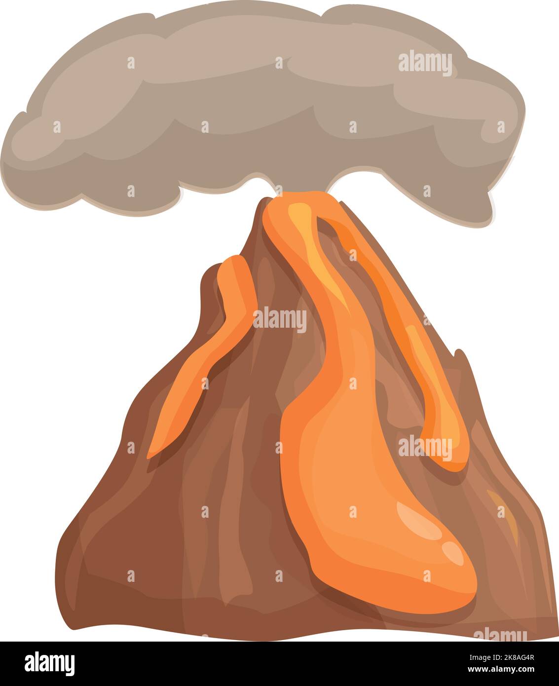Full lava crater icon cartoon vector. Volcano eruption. Natural vulcano ...