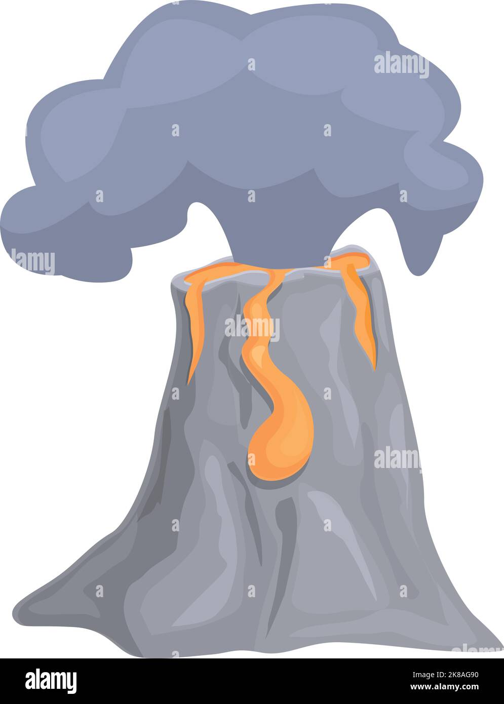 Cross volcano icon cartoon vector. Volcanic eruption. Natural vulcano ...