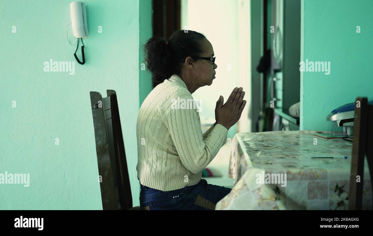 Religious older woman praying having HOPE and FAITH. One spiritual ...