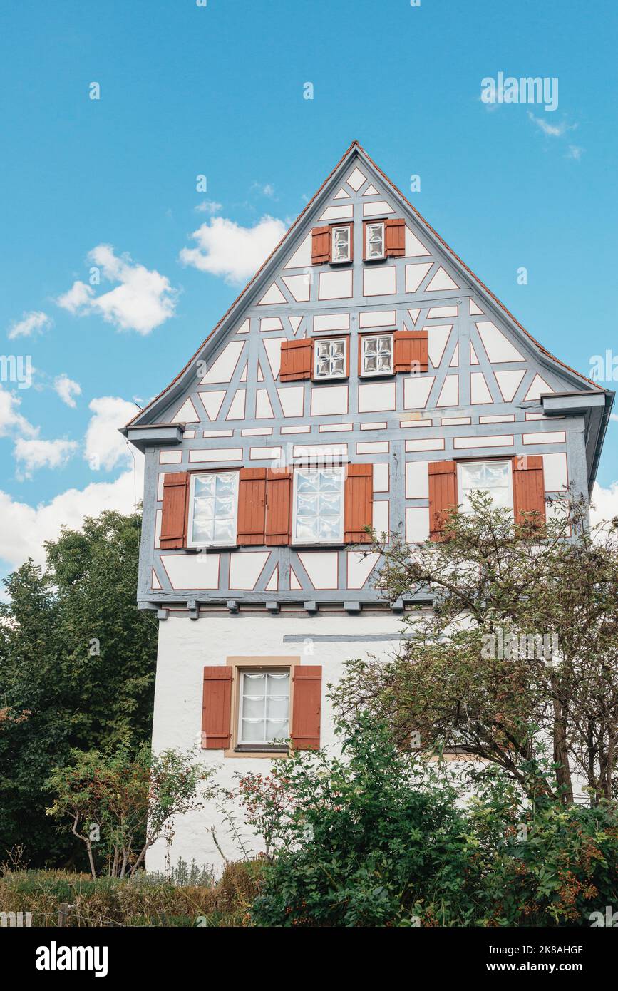 Traditional small house with beautiful outdoor decor facade in Germany ...