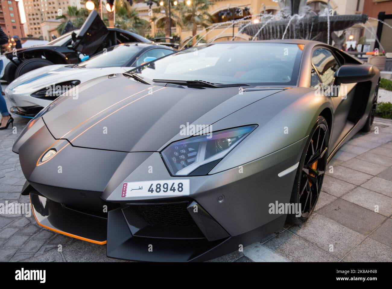 Doha ,Qatar-February 01,2020 : Exhibition of luxury supercars organized ...