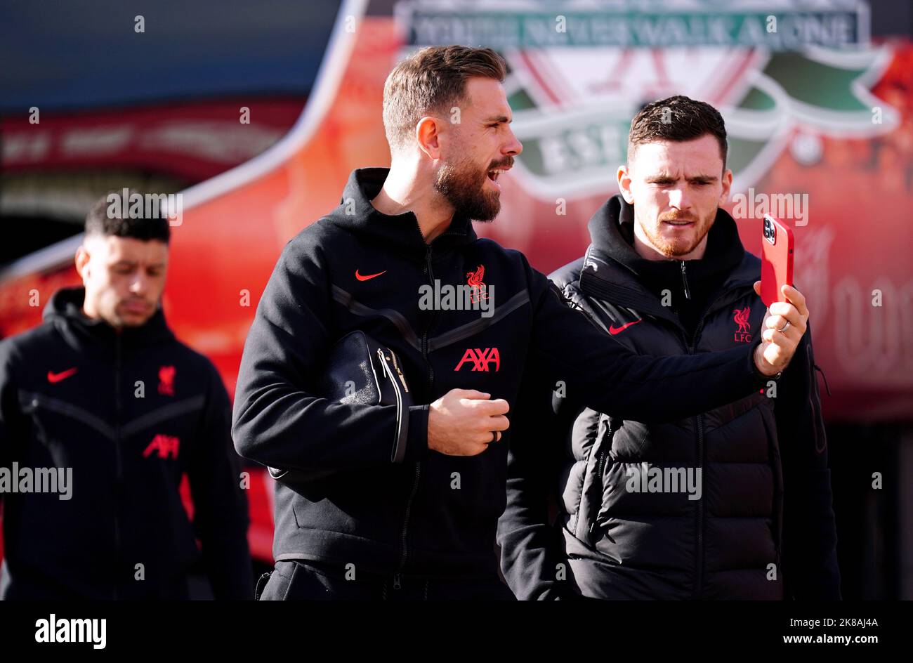 Liverpool's Jordan Henderson and Andrew Robertson arrive ahead of the ...