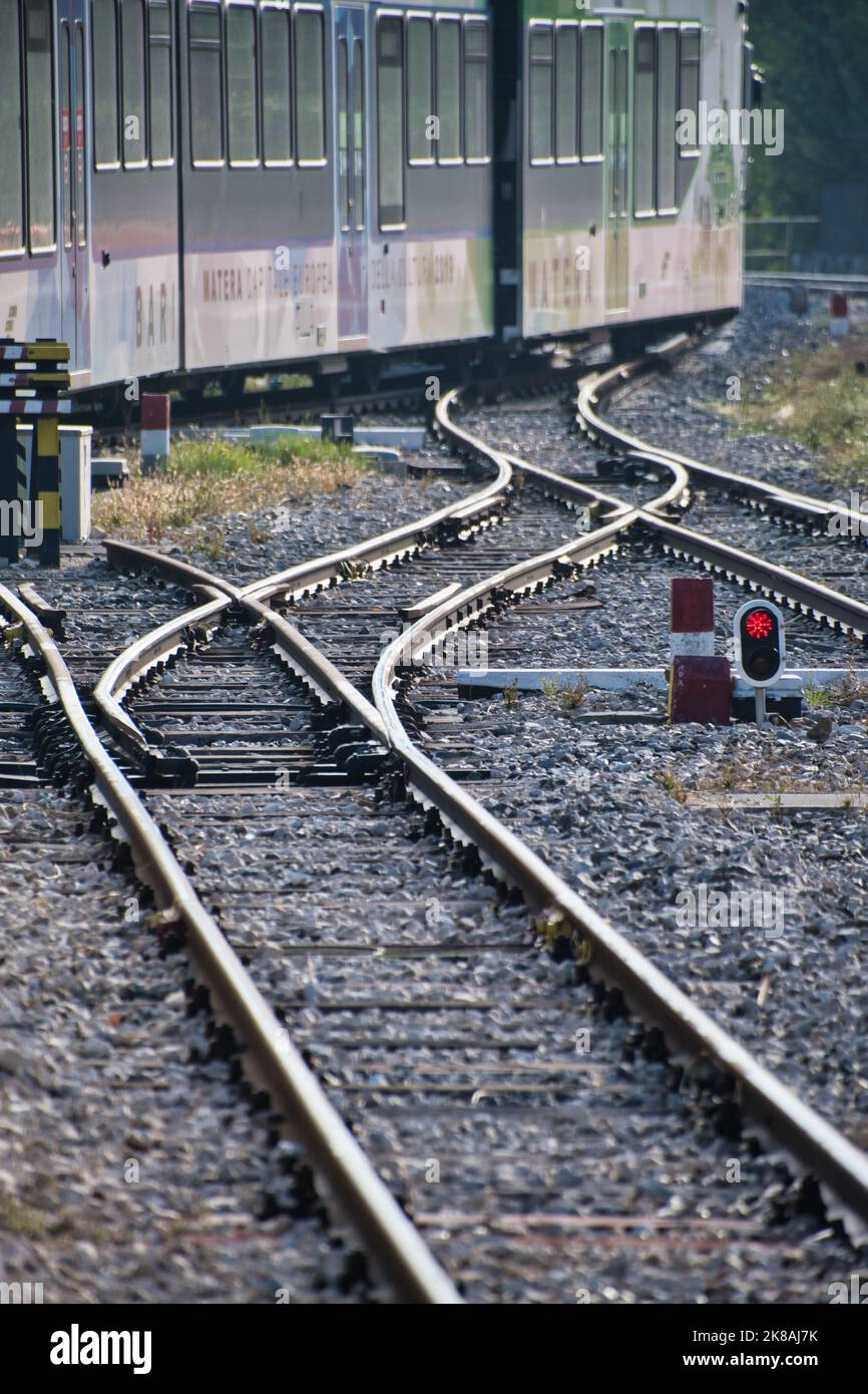 View of a junction of different rail tracks Stock Photo - Alamy