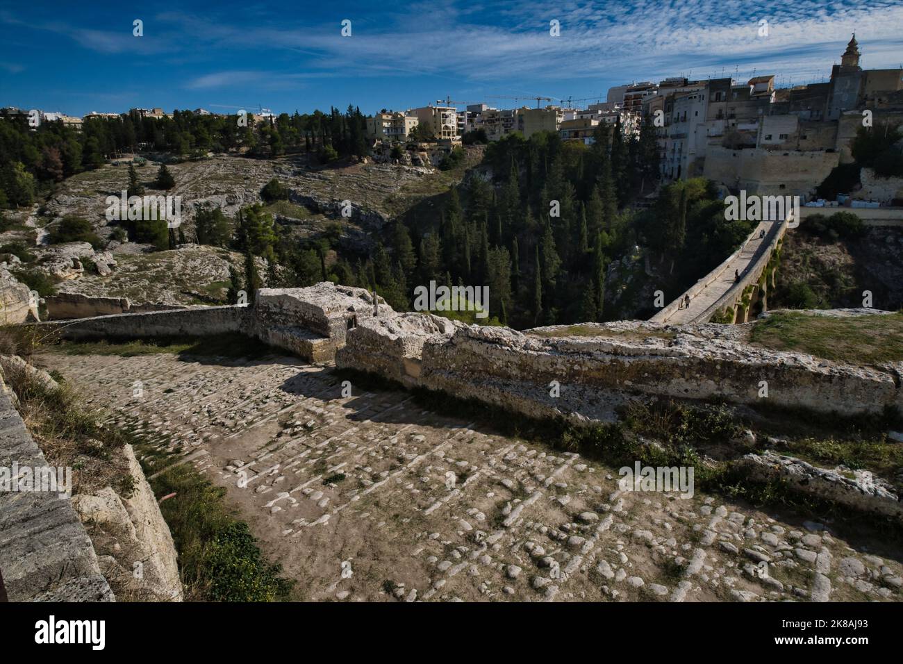 View of the monumental aqueduct bridge in Gravina in Puglia, near ...