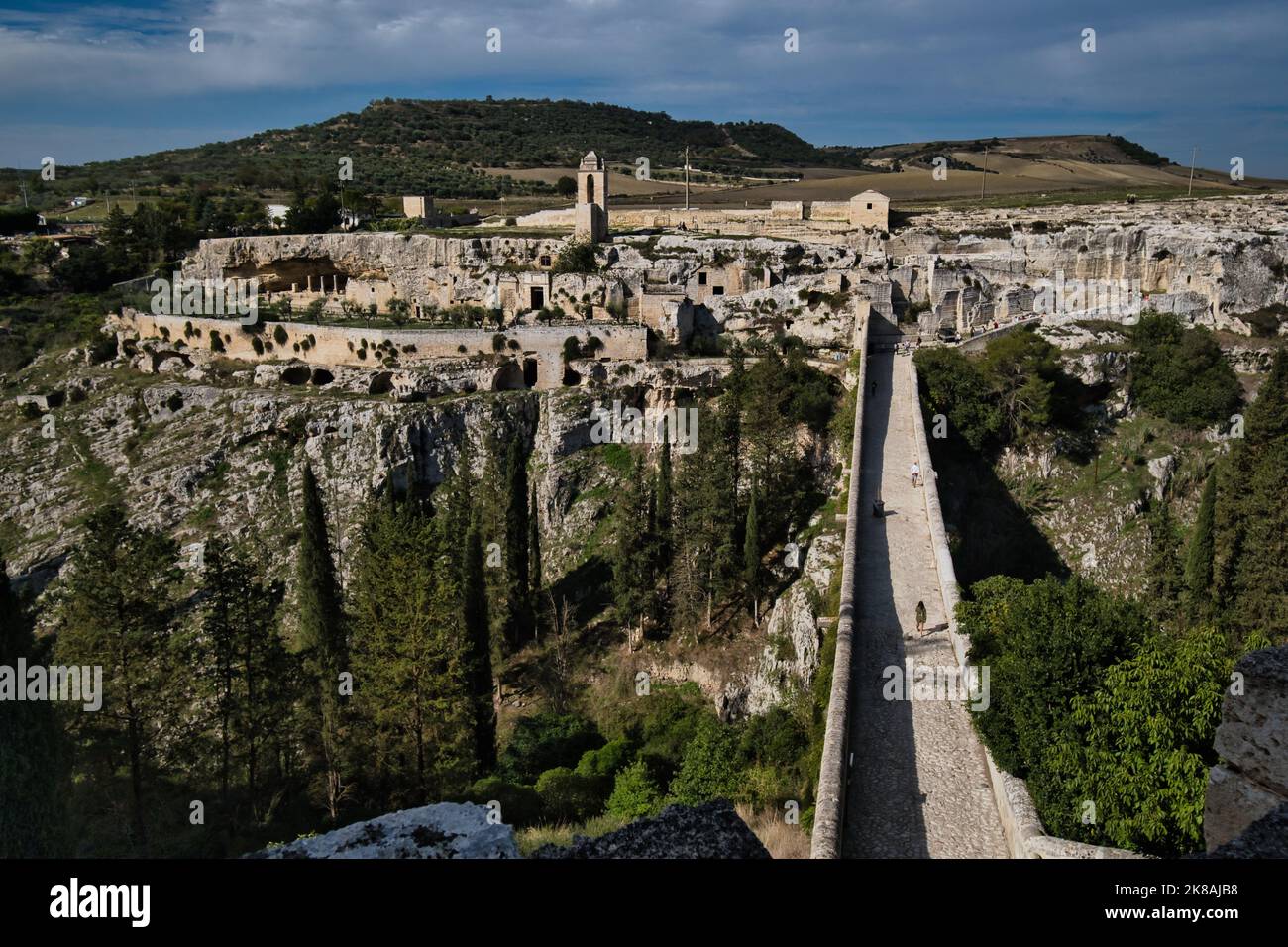 View of the monumental aqueduct bridge in Gravina in Puglia, near ...