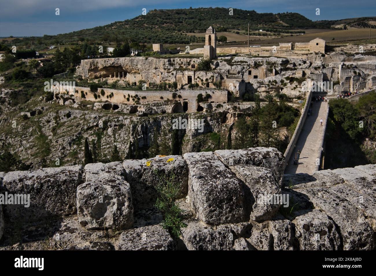 View of the monumental aqueduct bridge in Gravina in Puglia, near ...