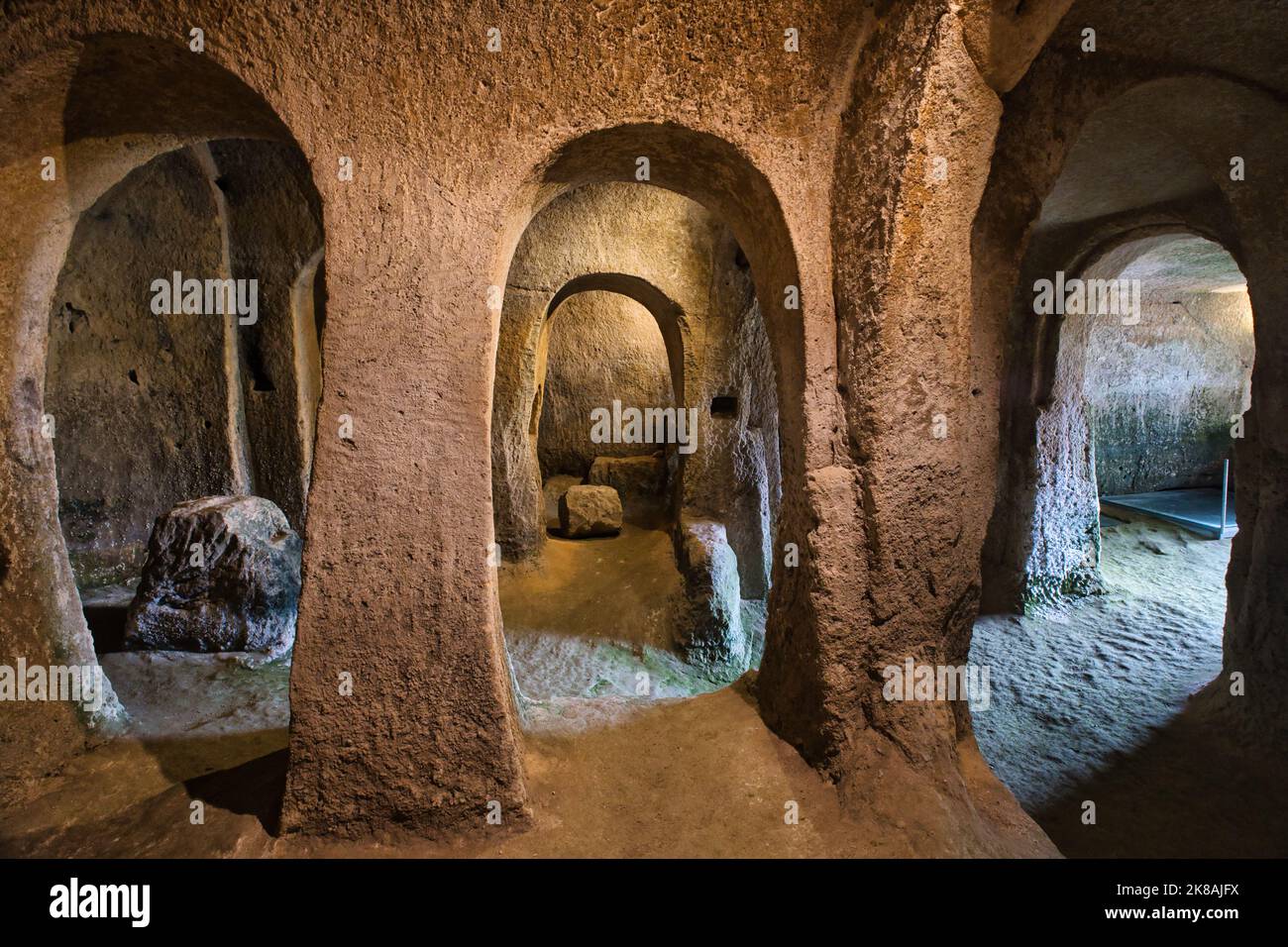 Interior view of the Rock Church of Santa Maria degli Angeli in Gravina ...