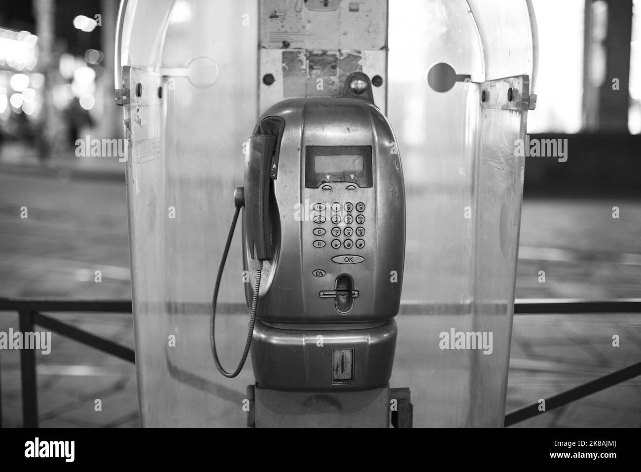 Old telephone box Black and White Stock Photos & Images - Alamy