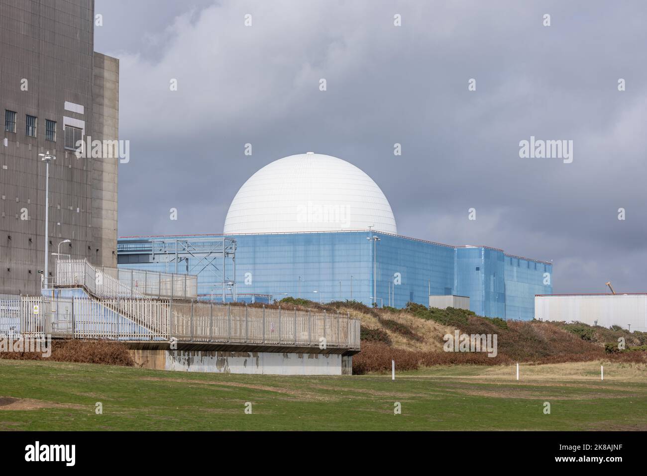 Sizewell Nuclear Power Station with the white dome of Sizewell B ...