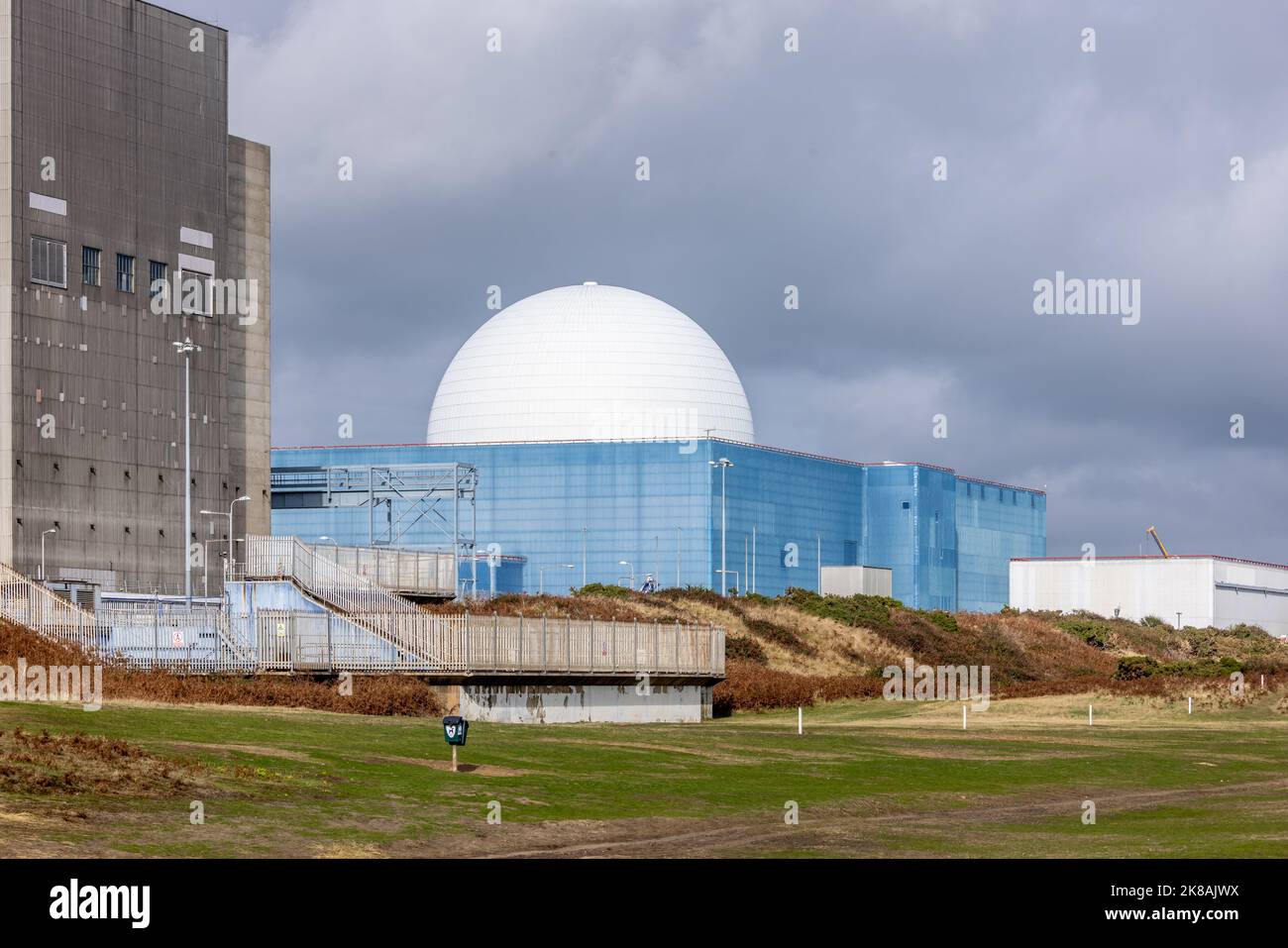 Sizewell Nuclear Power Station with the white dome of Sizewell B ...