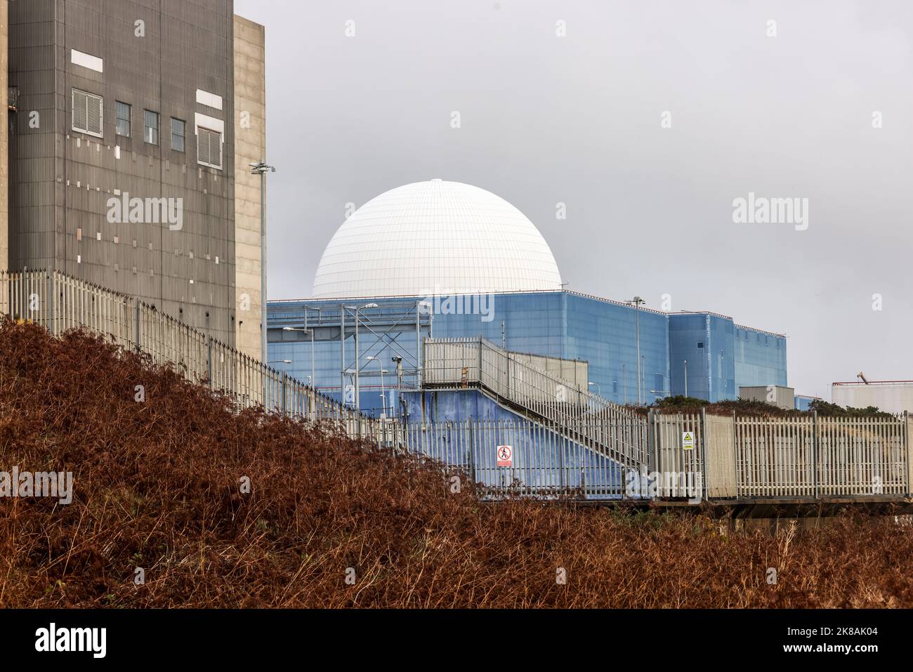 Sizewell Nuclear Power Station with the white dome of Sizewell B ...