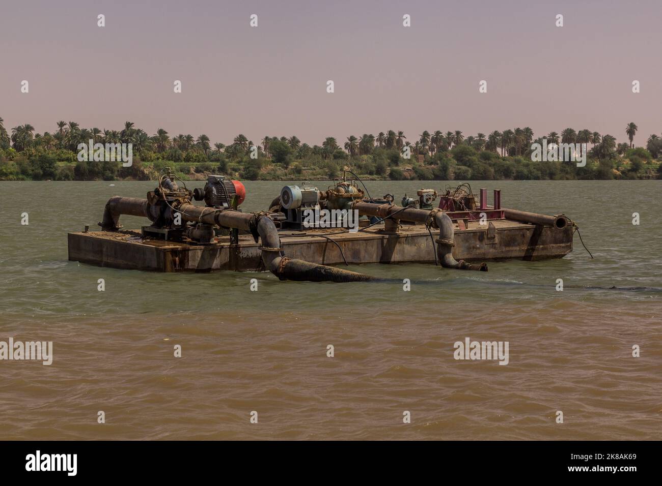 Floating water pump on the river Nile, Sudan Stock Photo - Alamy
