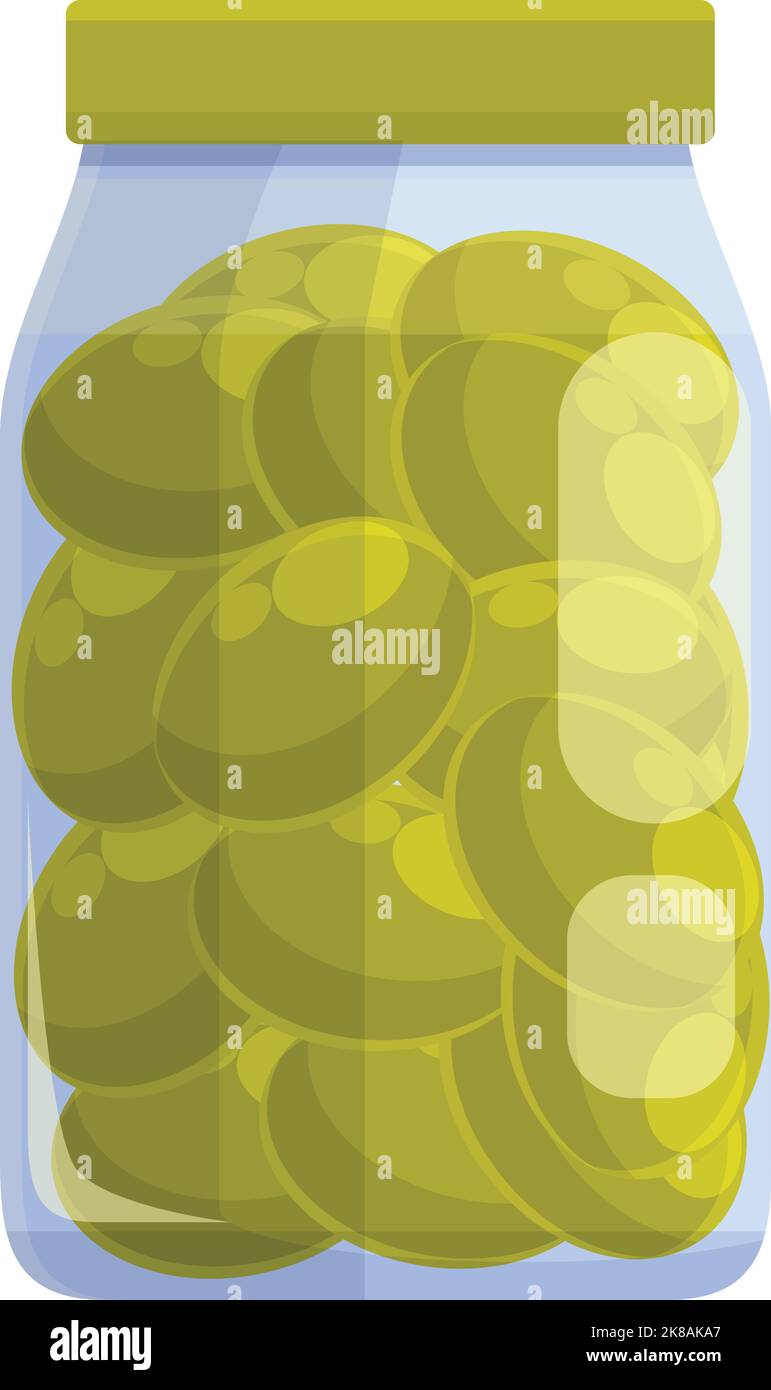 Green olives jar icon cartoon vector. Olive food. Virgin plant Stock ...