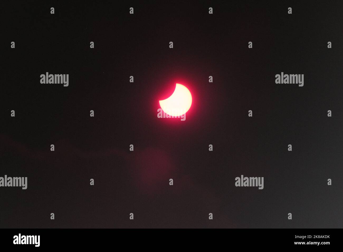 Solar eclipse. Full moon or lunar with light on sky in dark at night ...