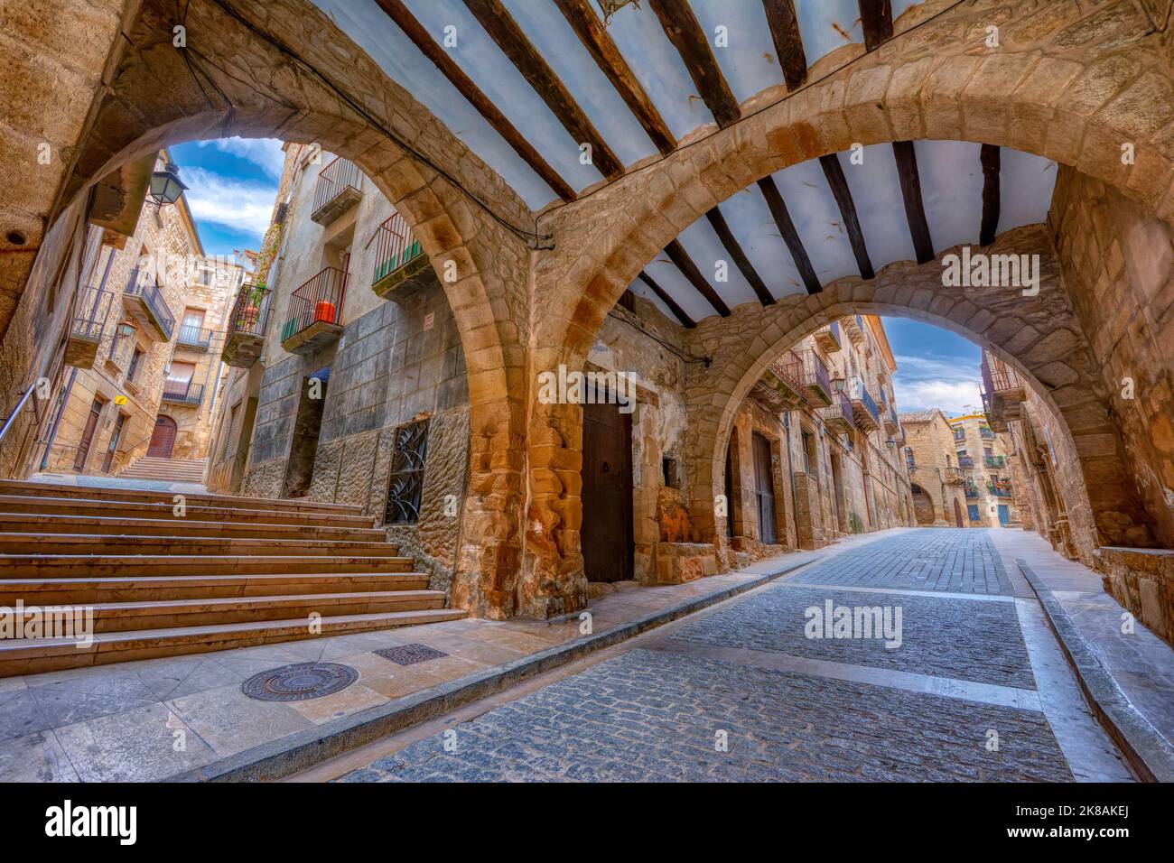 A charming corner in the famous town of Calaceite in Teruel, Spain ...