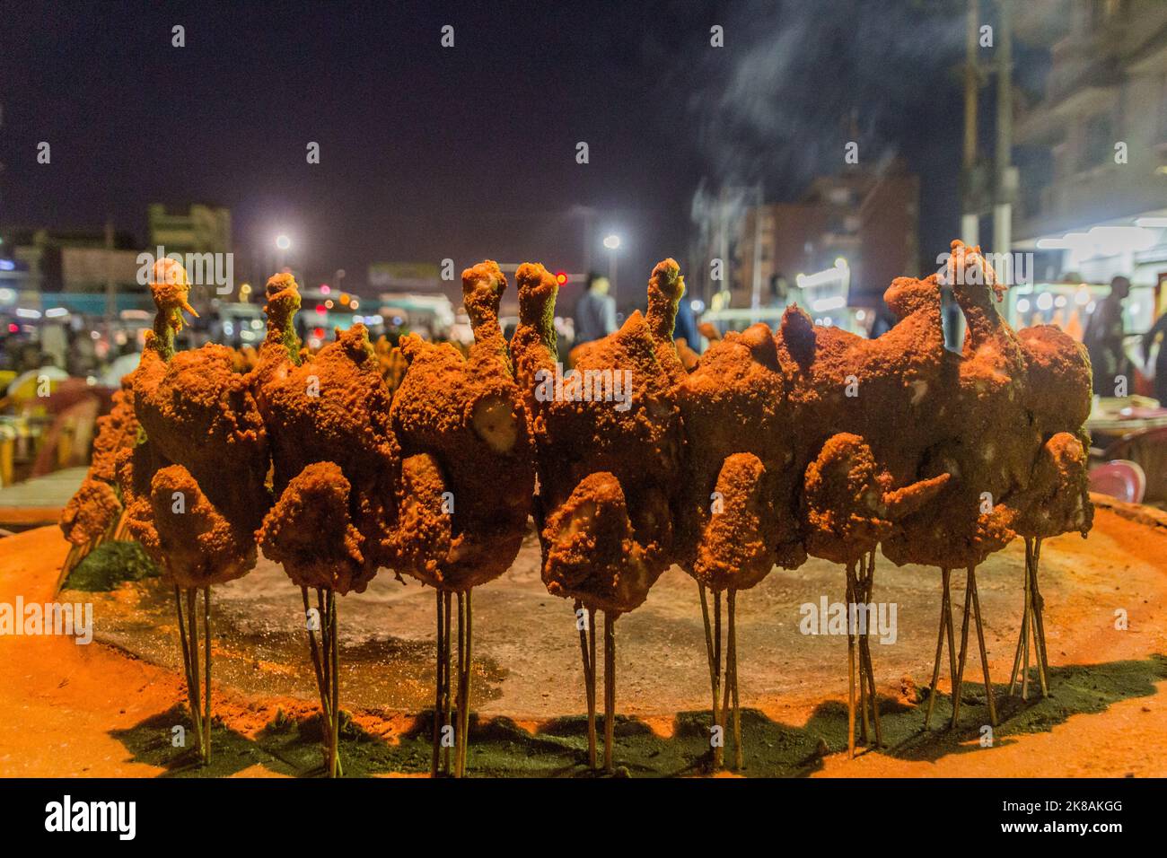 Chicken barbecue, street food in Khartoum, capital of Sudan Stock Photo ...
