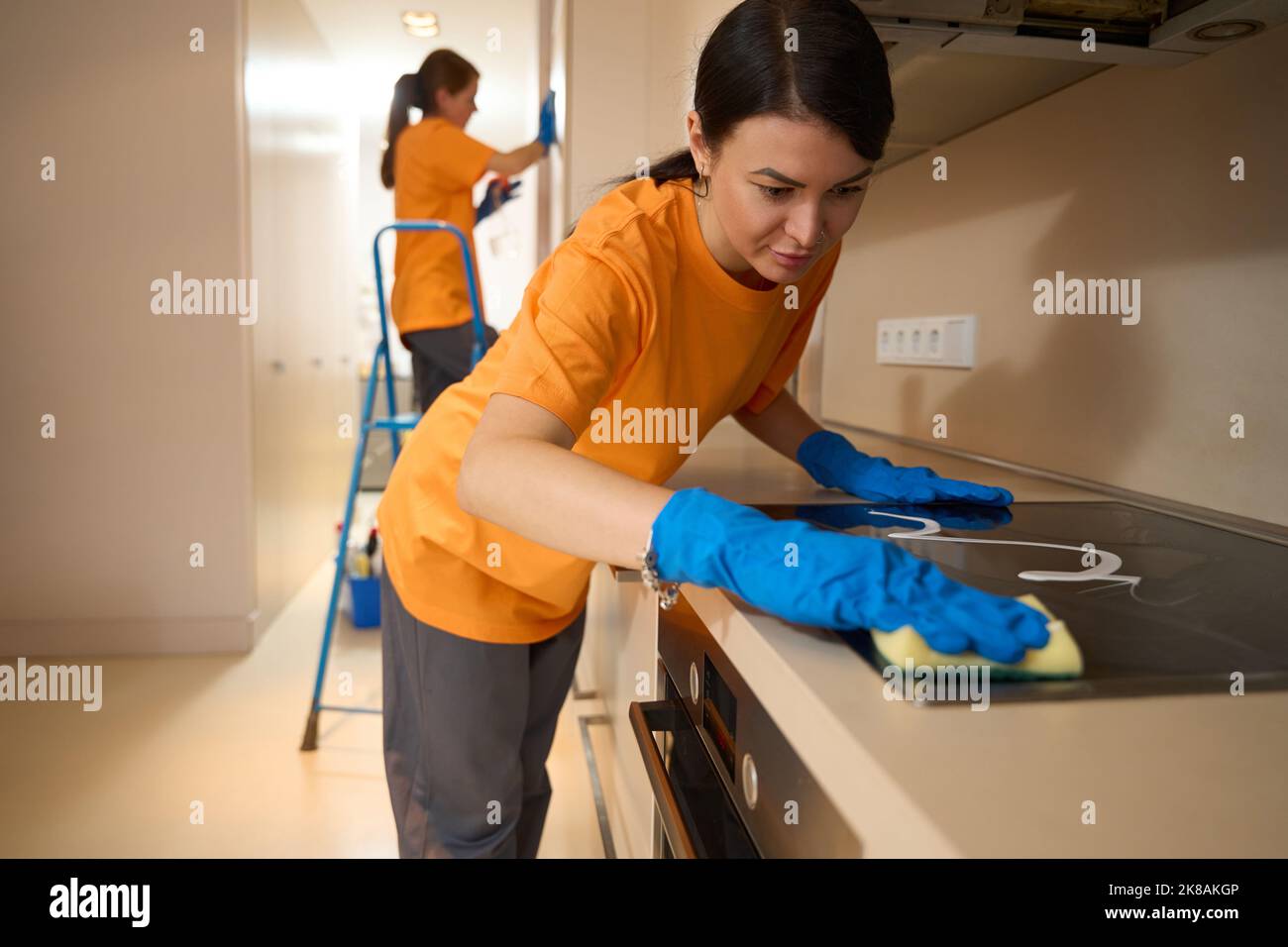 Woman cleaning electric oven hi-res stock photography and images - Alamy
