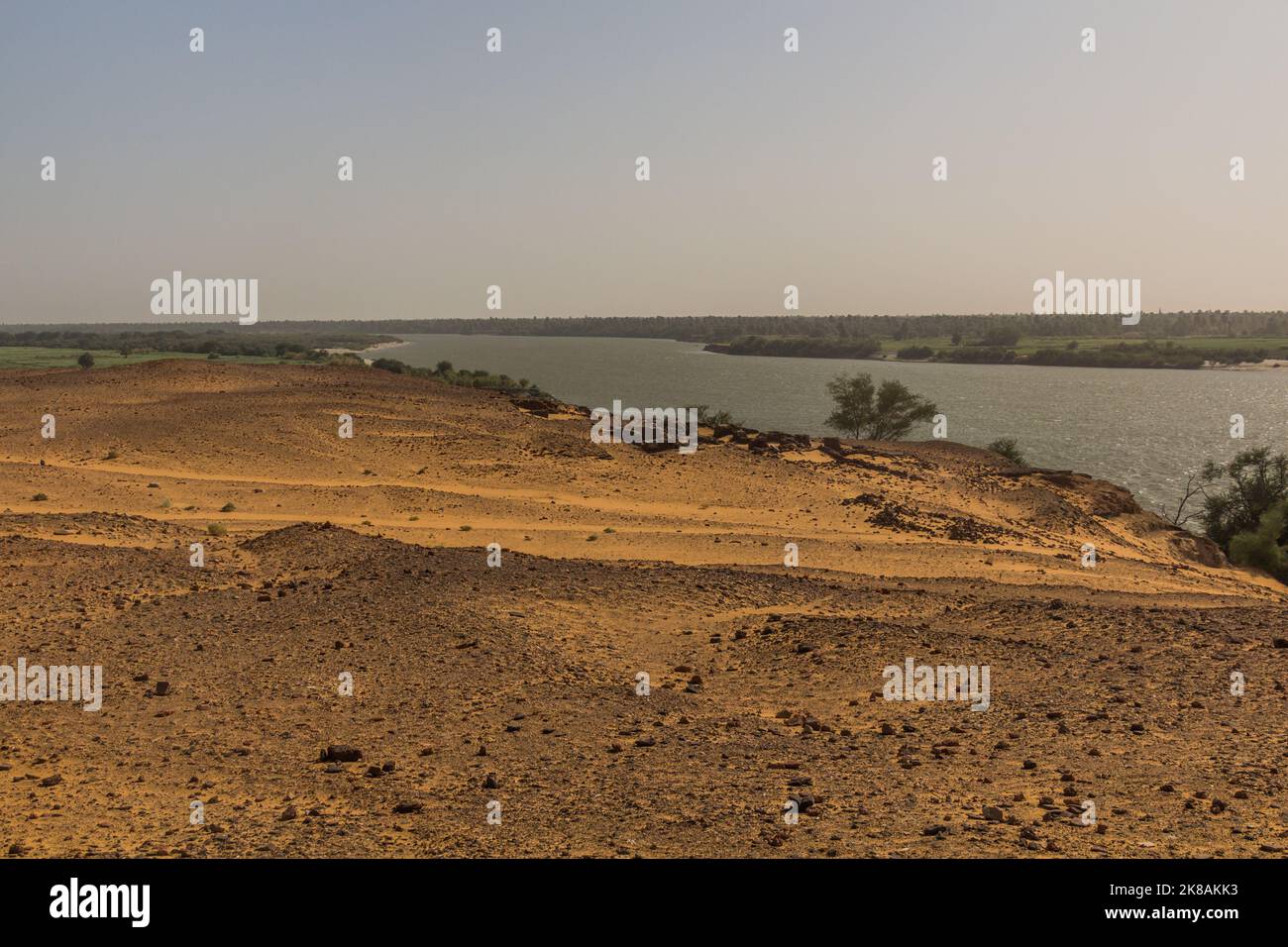View of Nile river near Old Dongola deserted town, Sudan Stock Photo ...
