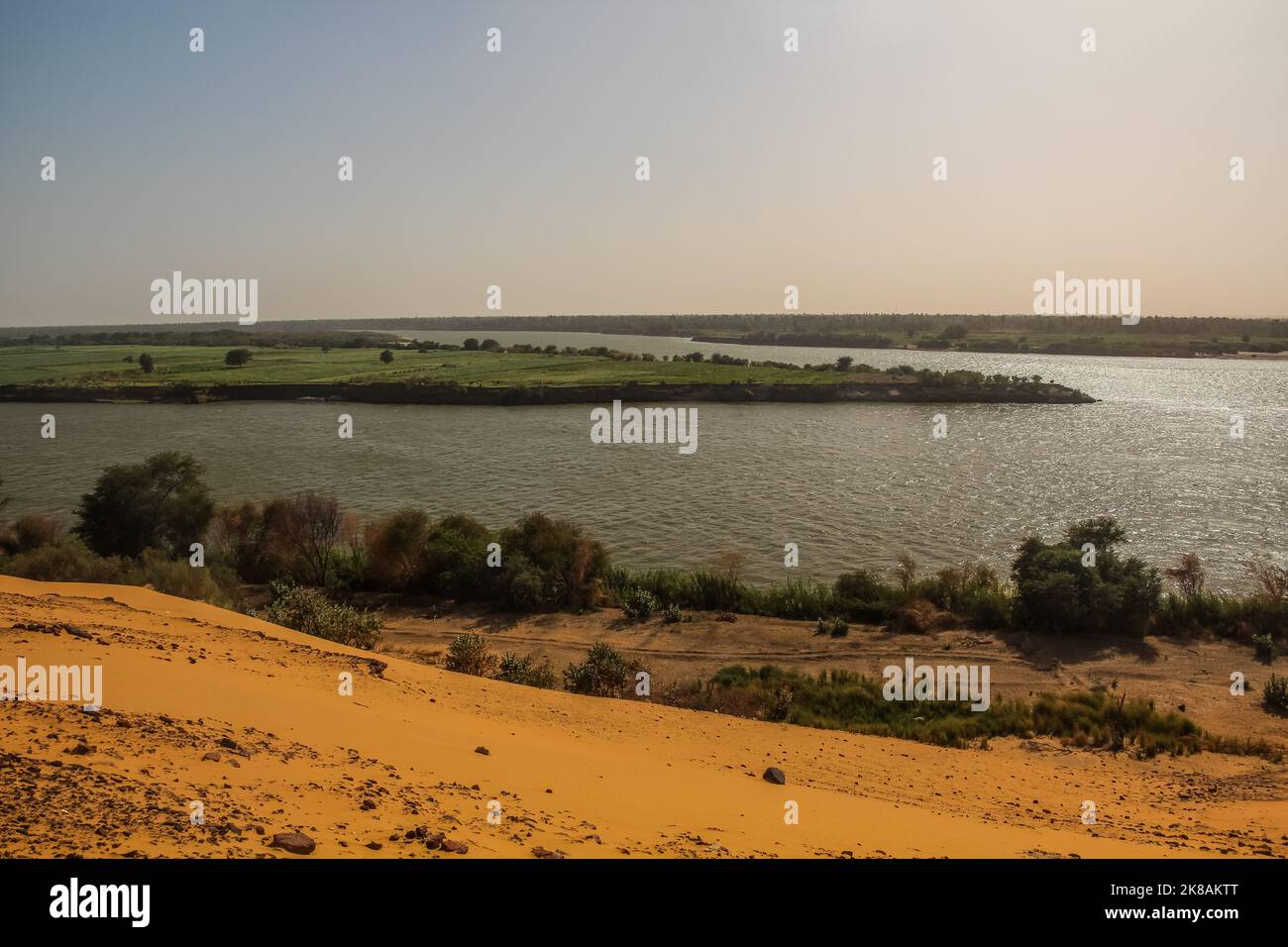 View of Nile river near Old Dongola deserted town, Sudan Stock Photo ...
