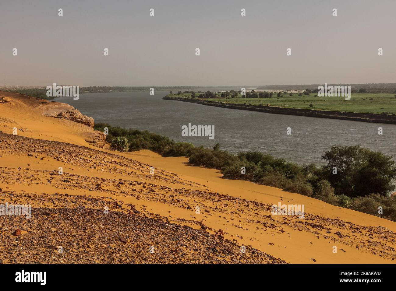 View of Nile river near Old Dongola deserted town, Sudan Stock Photo ...