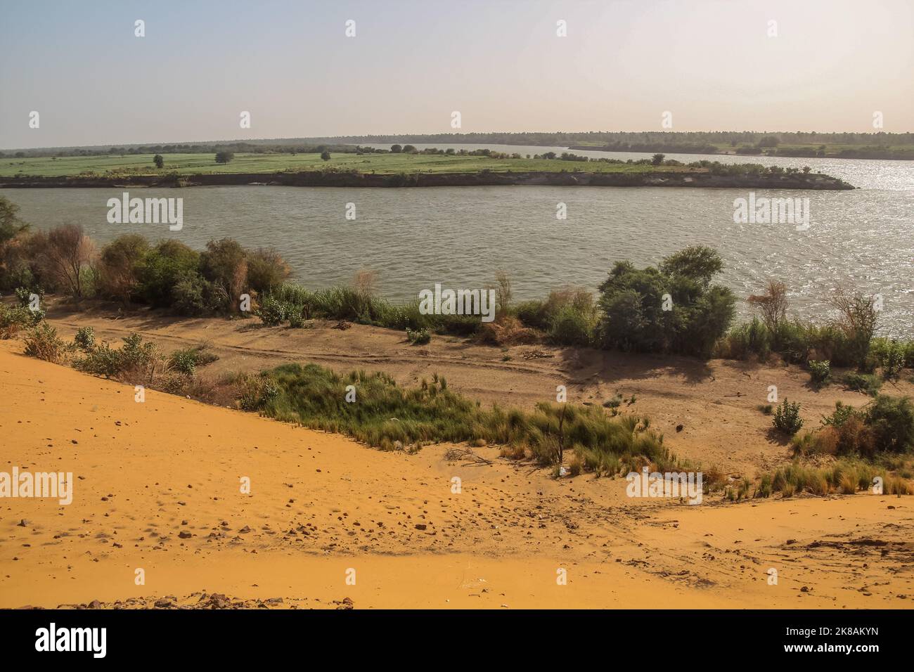 View of Nile river near Old Dongola deserted town, Sudan Stock Photo ...