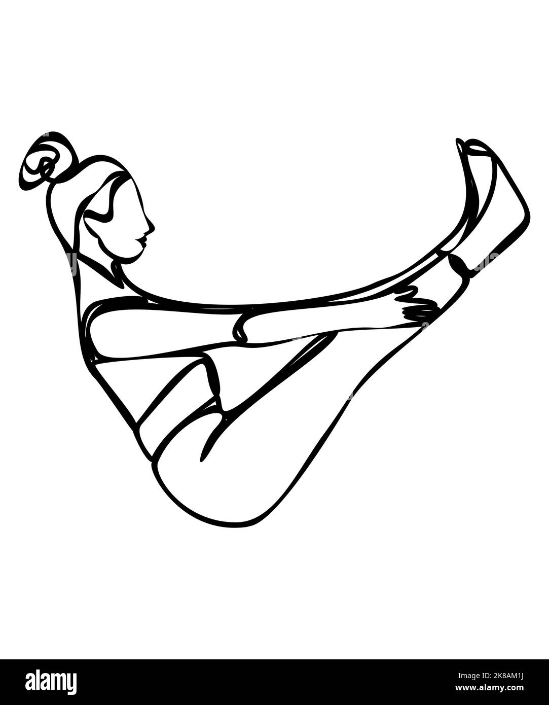 Continuous Line Drawing Woman Doing Exercise In Yoga Pose Vector