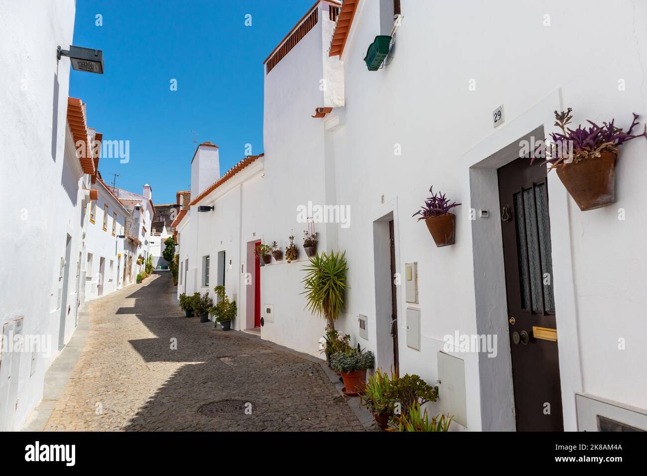 Portugal, August 2022: Street in the town Castelo de Moura, Portugal ...