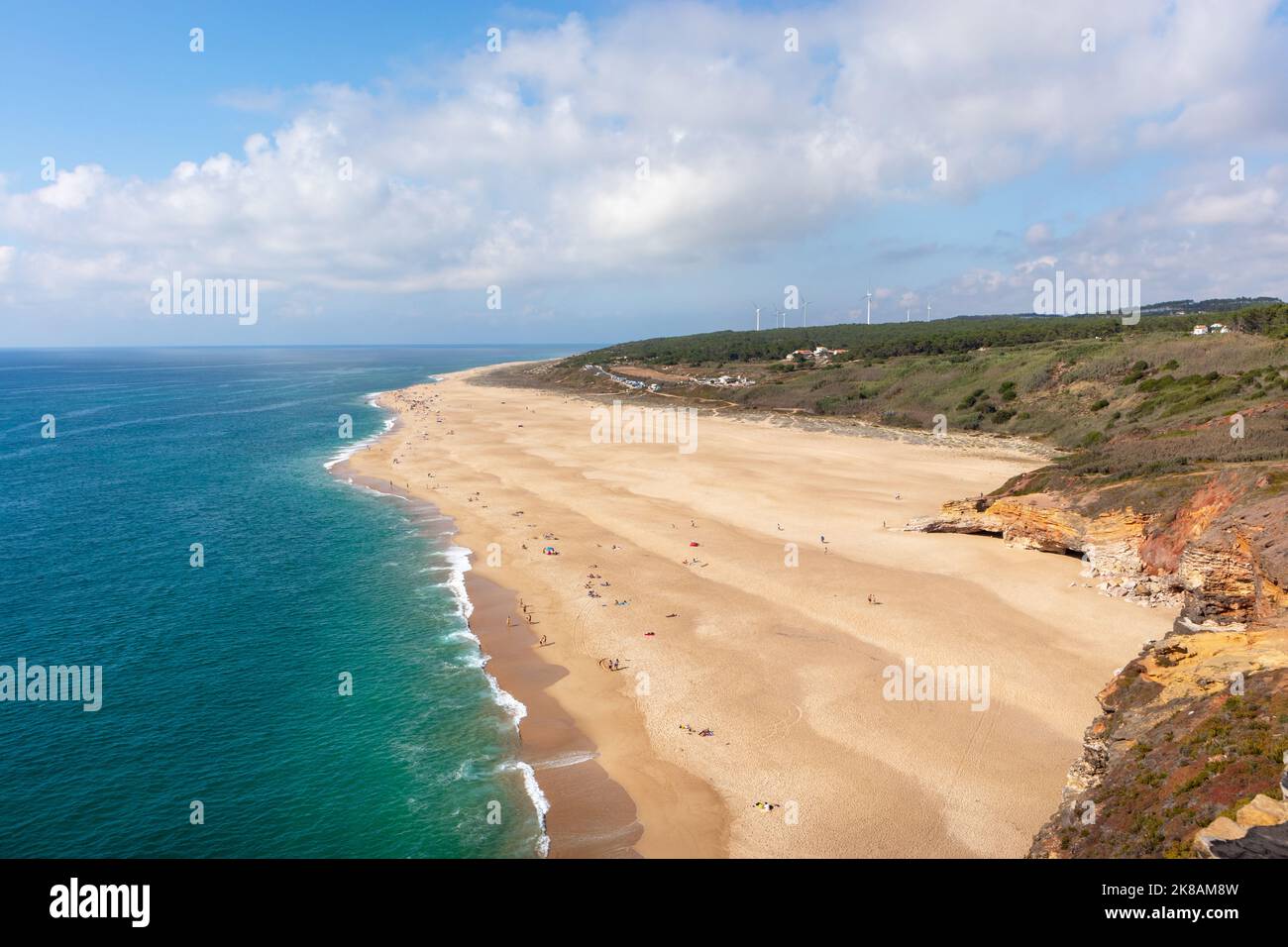 Famous Praia do Norte Nazaré at summer time, Atlantic sea, Portugal ...