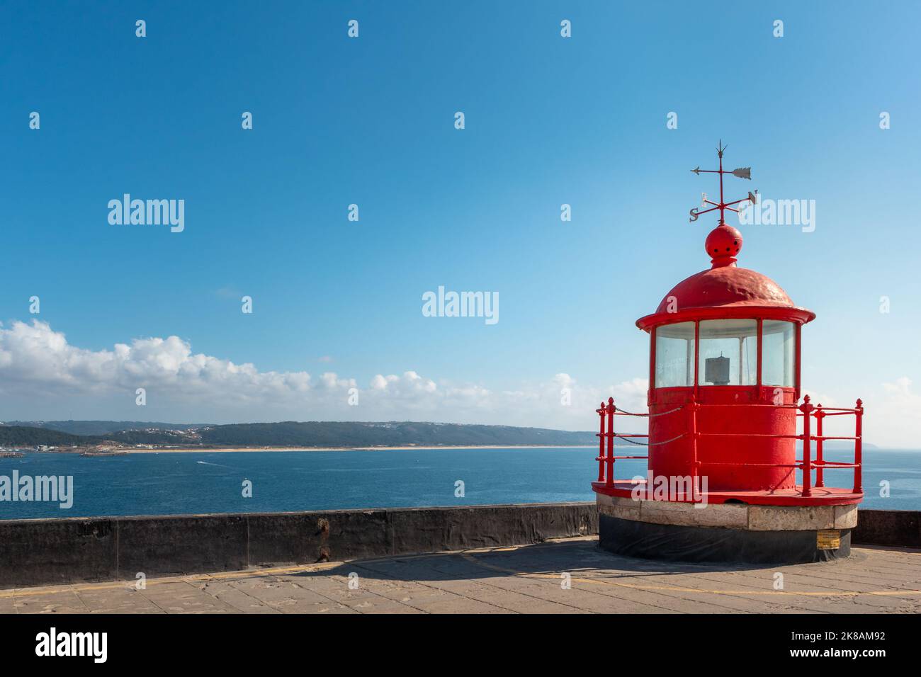 Red lighthouse by the sea, Nazaré, Portugal, The Light House, Nazaré ...